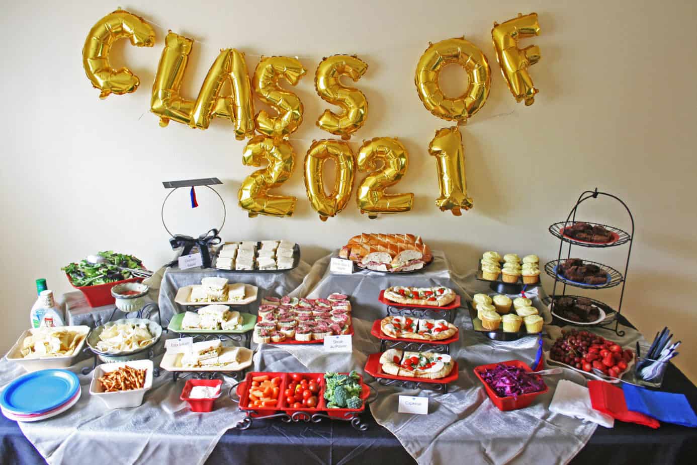 Graduation Party Buffet Table ~ Easy Setup - Adorn the Table
