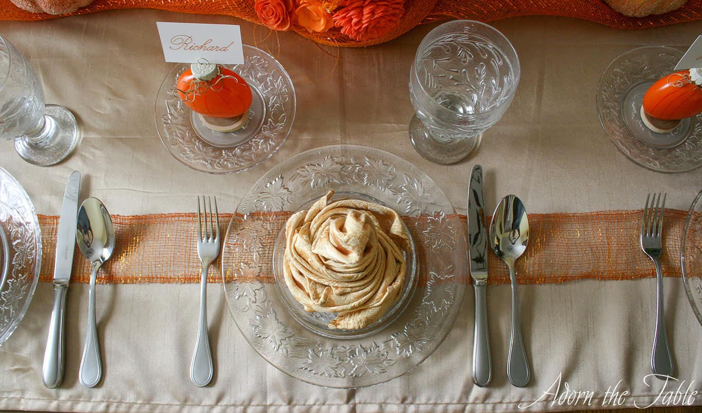Pumpkin Table Setting for Autumn - Adorn the Table