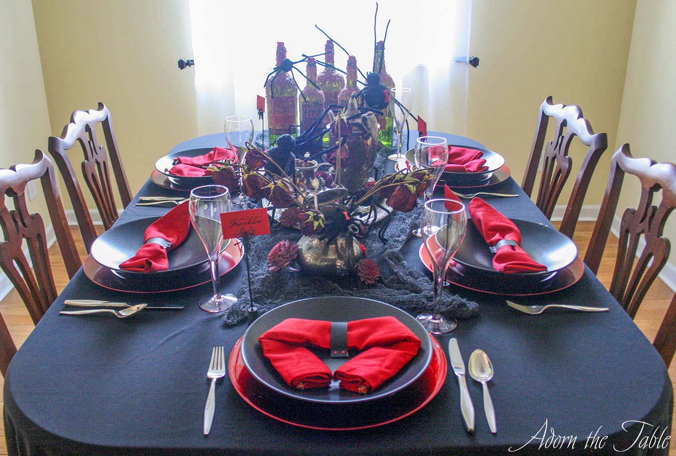 Creepy Halloween Table Setting - Easy DIY - Adorn the Table