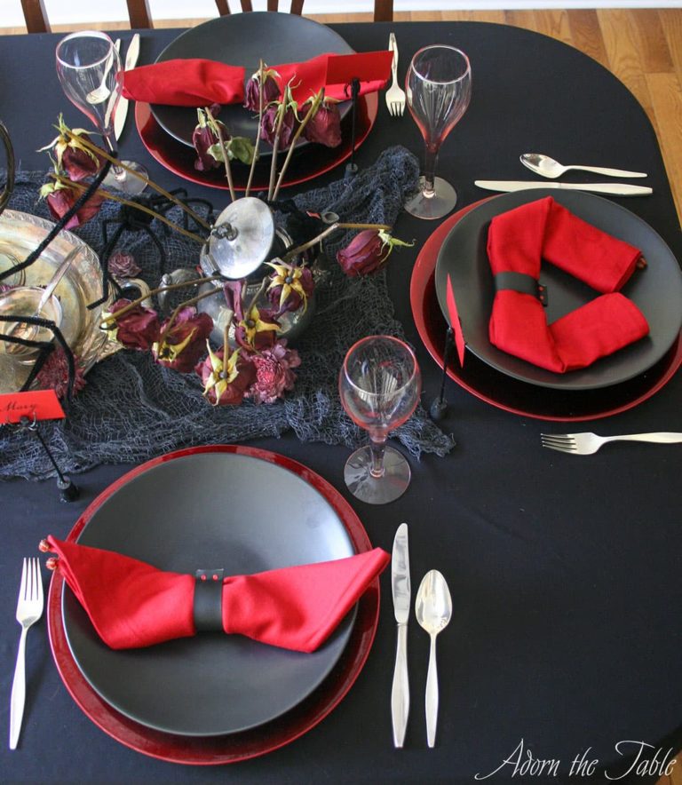Creepy Halloween Table Setting - Easy DIY - Adorn the Table