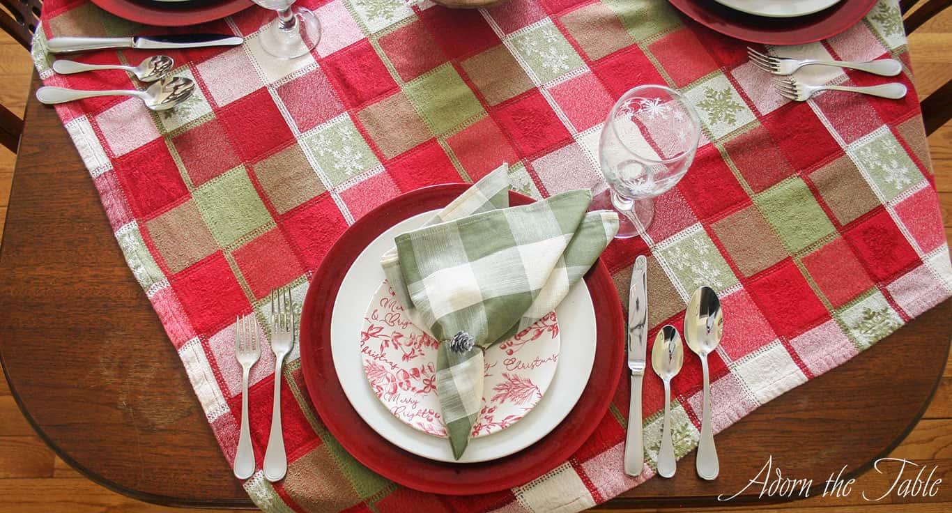 Rustic Farmhouse Christmas Tablescape - Adorn the Table