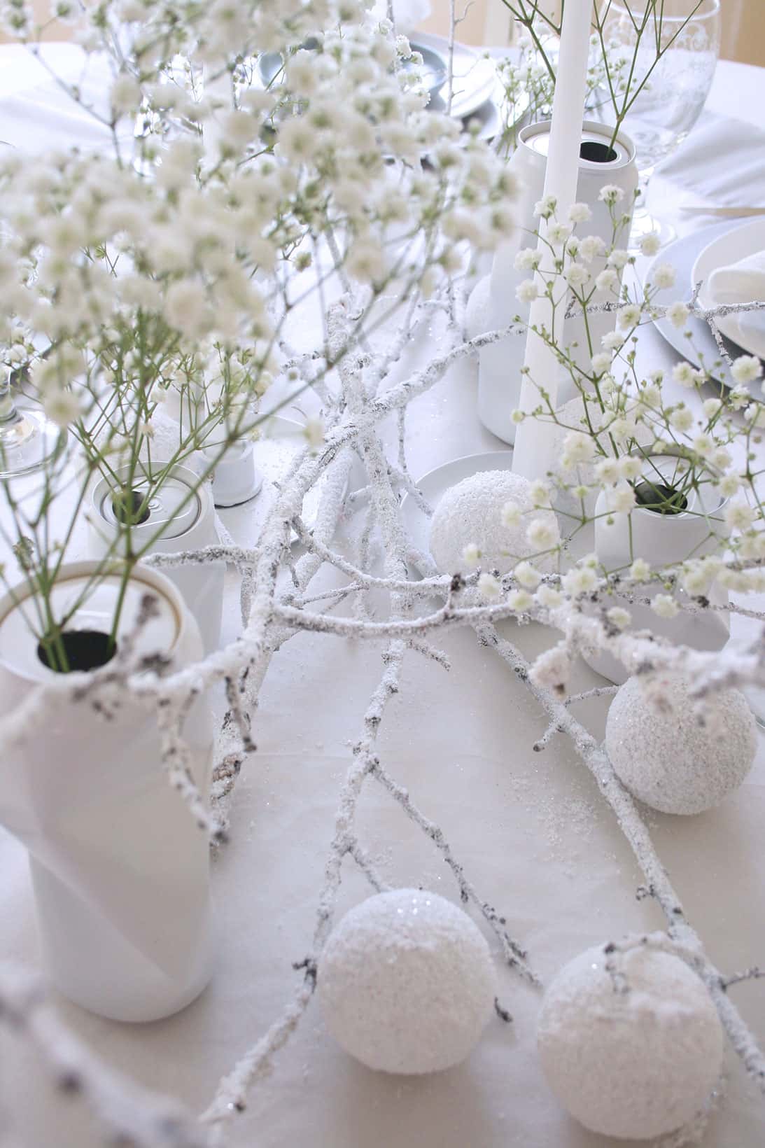 Realistic Snow-Covered Branches DIY - Adorn the Table