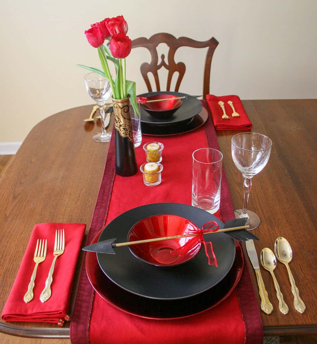 Romantic Table Setting for Two for Valentine’s Day - Adorn the Table