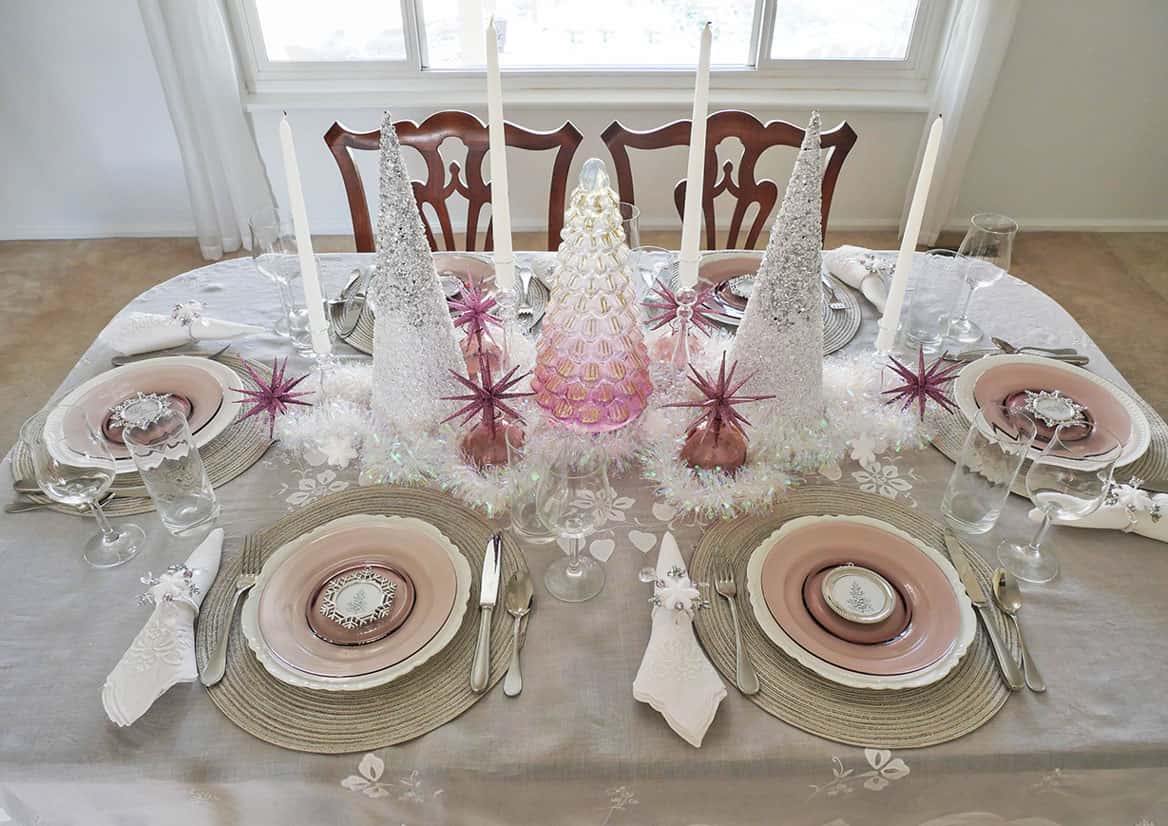 Pretty Christmas Table Setting ~ Lilac & White - Adorn the Table